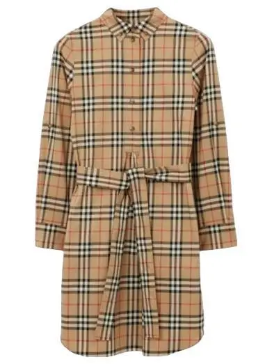 Burberry Check Knee-length Cotton Dress - Brown