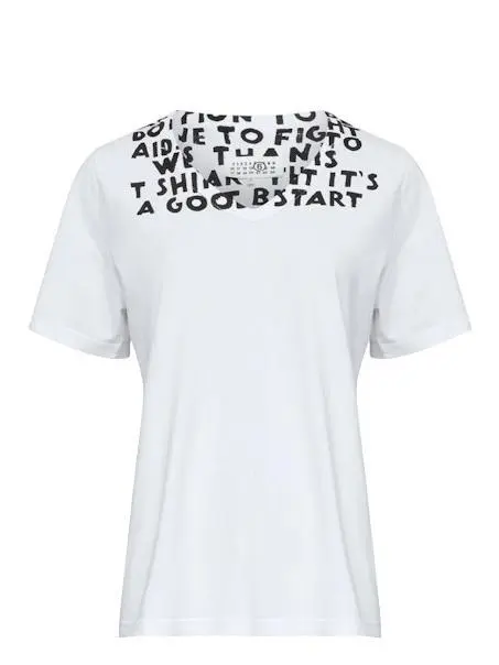 MAISON MARGIELA V-neck Sida Print T-shirt - White
