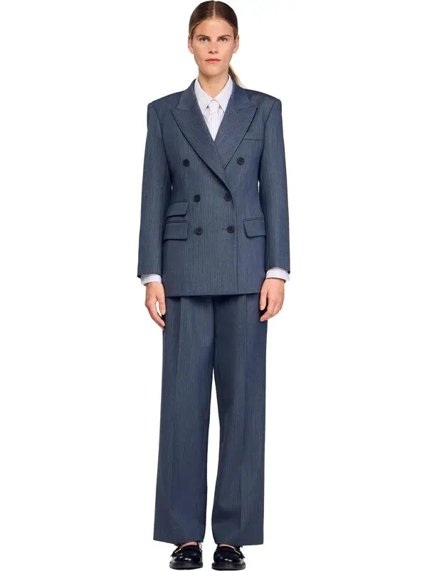 Sandro Striped Tailored Jacket - Blue