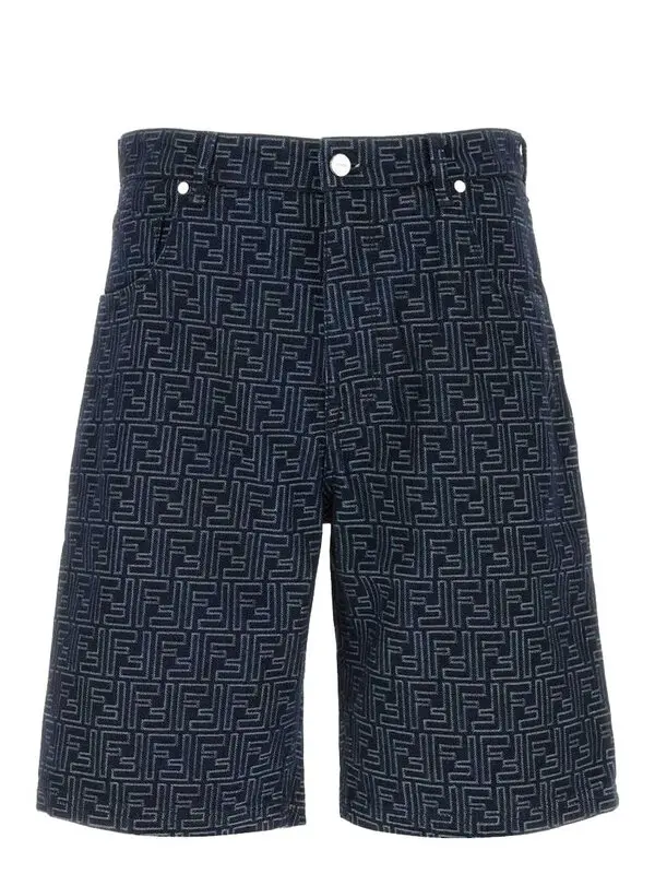 Fendi Embroidered Denim Bermuda Shorts - Printed