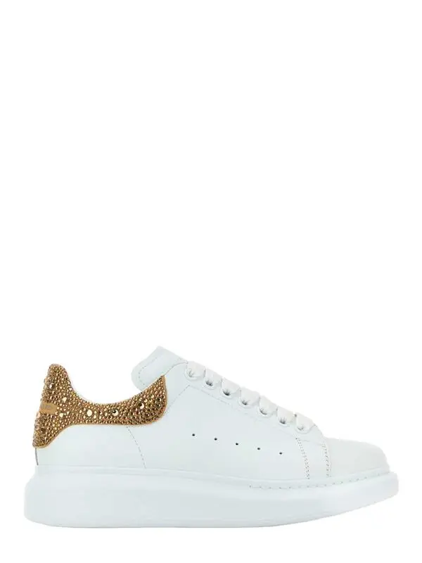 Alexander McQueen Leather Sneakers With Embellished Heel - White