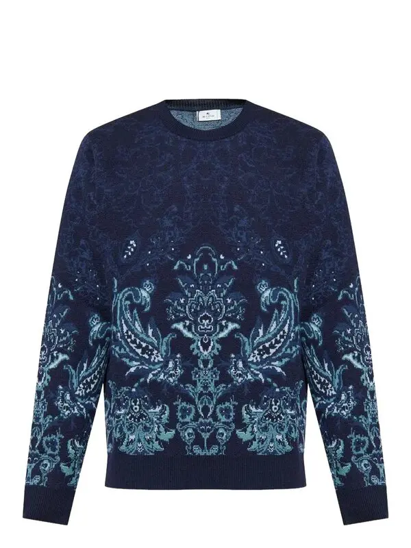 Etro Floral Jacquard Wool Sweater - Blue