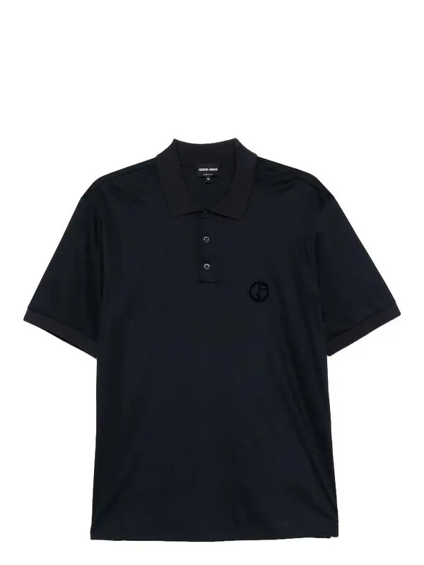 Giorgio Armani Short Sleeve Button-down Polo - Blue