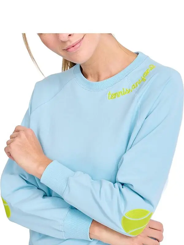 AME & LULU Love All Sweatshirt - Light Blue With Yellow Detail