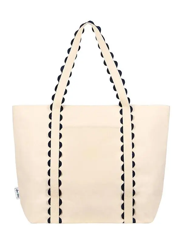 AME & LULU Nantucket Beach Tote - Natural With Navy Detail