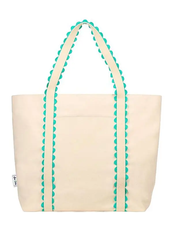 AME & LULU Nantucket Beach Tote - Natural With Teal Detail