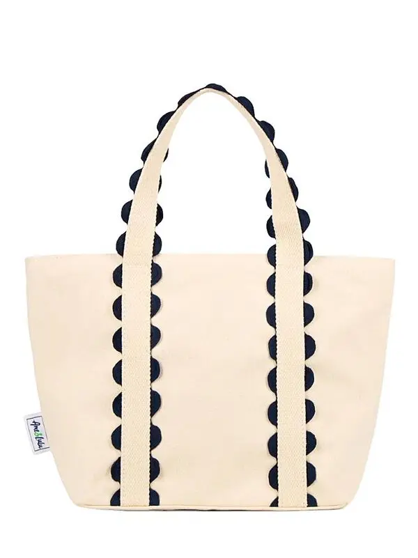 AME & LULU Mini Nantucket Tote - Natural With Navy Detail