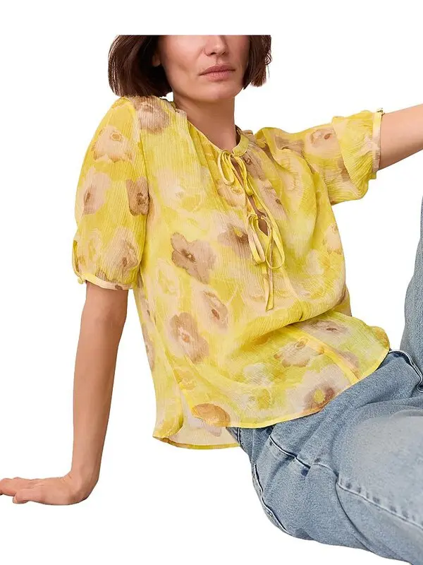 Whistles Floral Textured Blouse - Yellow/multi