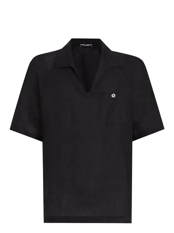 Dolce & Gabbana Short-sleeved Linen T-shirt - Black