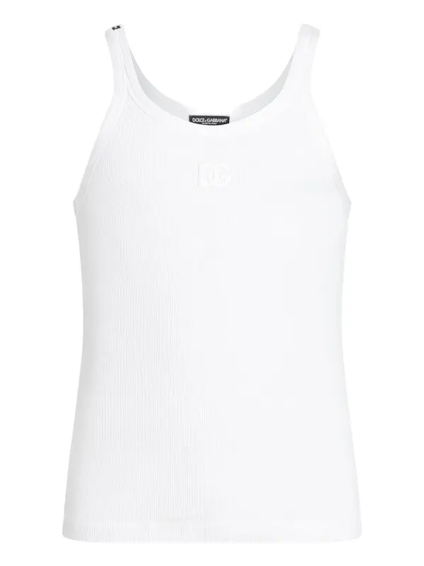 Dolce & Gabbana Cotton Tank Top With Embroidery - White