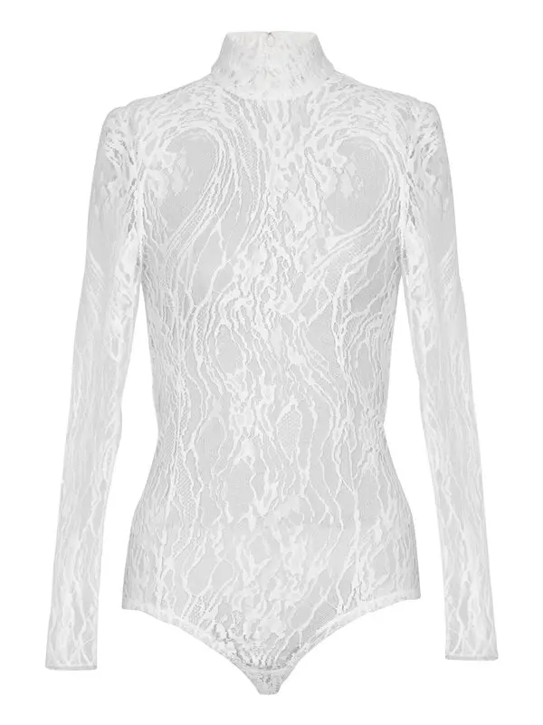 Balmain Lace Long-sleeve Top - White