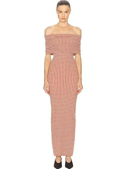 Alaïa Off-the-shoulder Midi Dress - Auburn