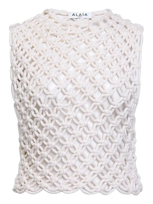 Alaïa Crop Tank Top - Blanc Naturel