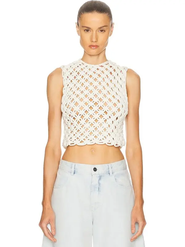 Alaïa Crop Tank Top - Blanc Naturel