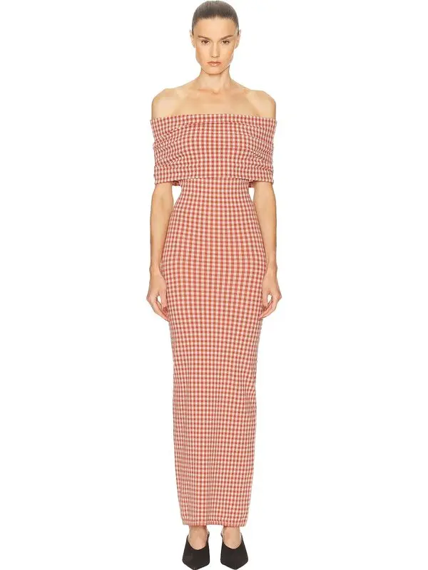 Alaïa Off-the-shoulder Midi Dress - Auburn