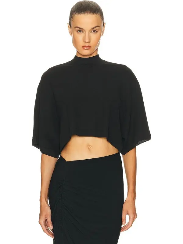 Alaïa Short Sleeve Crop Top - Noir Alaia