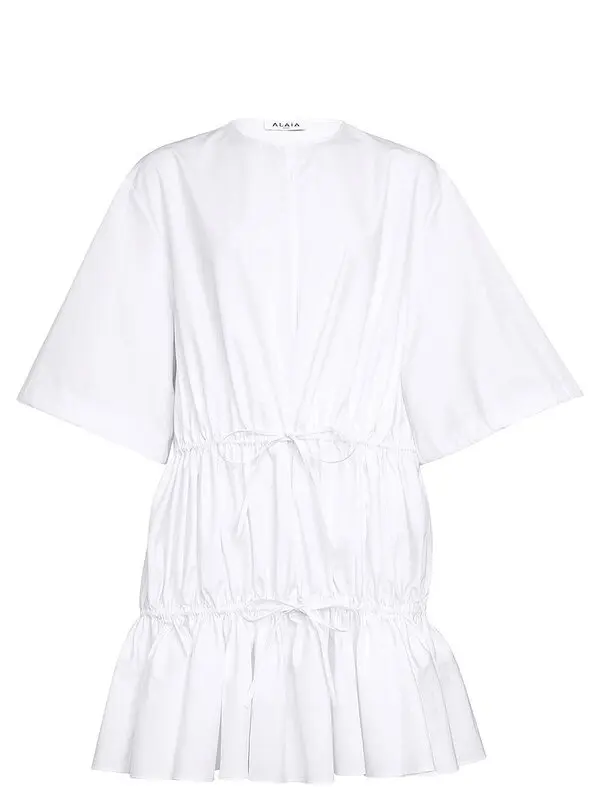Alaïa Short Sleeve Ruffle Dress - Blanc