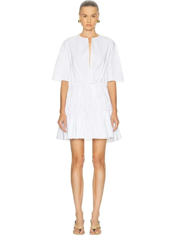 Alaïa Short Sleeve Ruffle Dress - Blanc