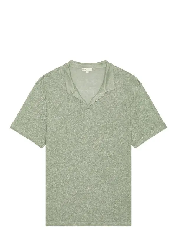Onia Shaun Linen Polo In Blue - Sage