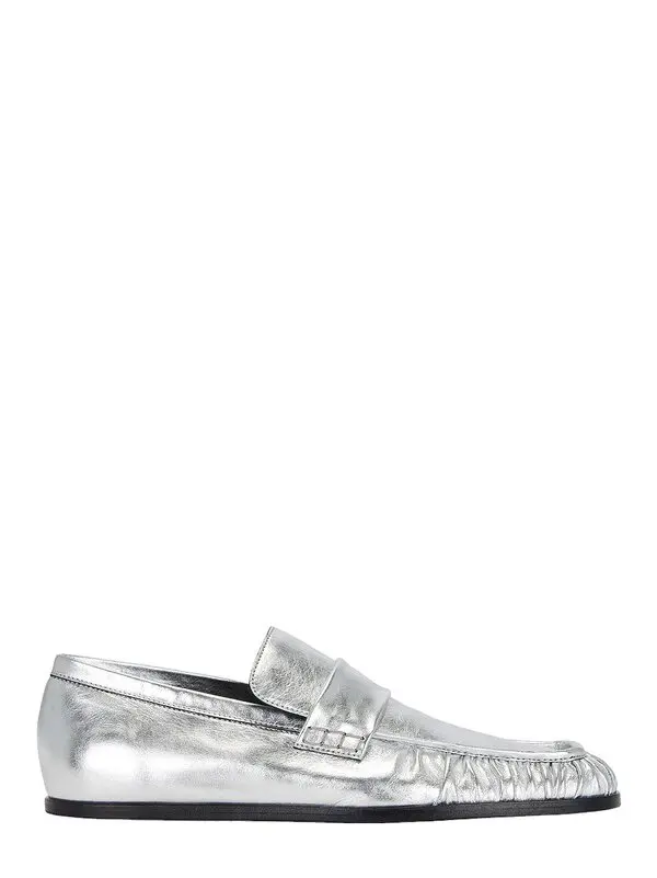 JIL SANDER Loafer In Metallic Silver - Sky Grey