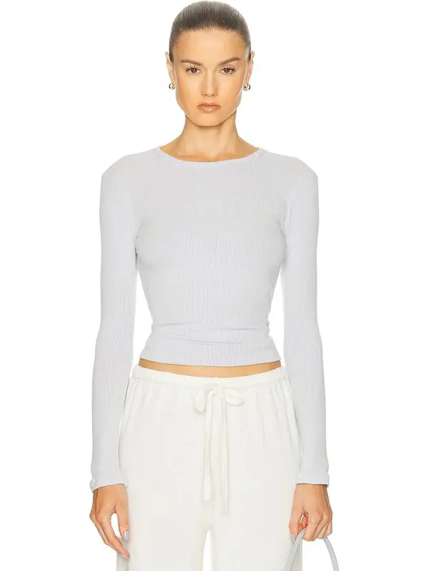Sablyn Quincy Long Sleeve Fitted Crewneck Tee - Skye