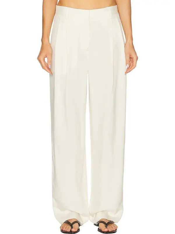TOTEME Double Pleat Straight Trousers - Ecru