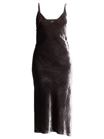 Alpha Studio Velvet Slip Maxi Dress - Beige