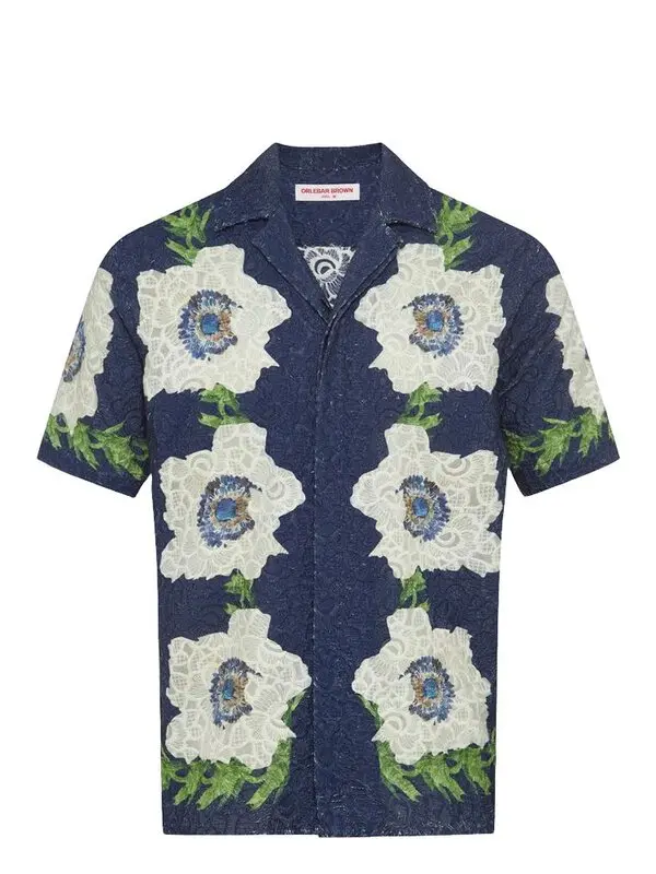 Orlebar Brown Maitan Broderie Shirt Night Iris - Blue
