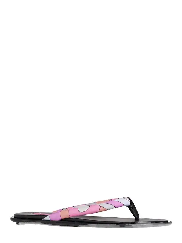 Emilio Pucci Printed Padded Twill Flip Flops - Pink