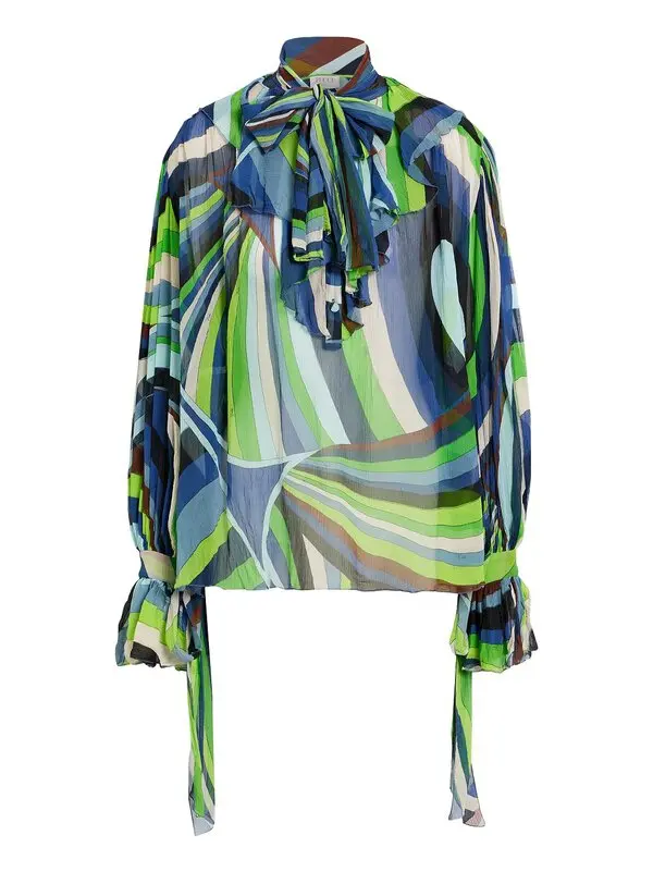 Emilio Pucci Printed Silk-georgette Blouse - Indigo
