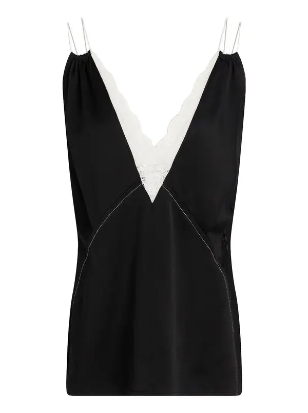 Victoria Beckham Lace-trimmed Satin-crepe Camisole - Black