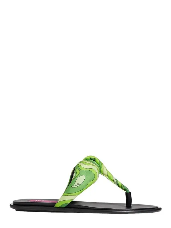 Emilio Pucci Padded Printed Twill Sandals - Green