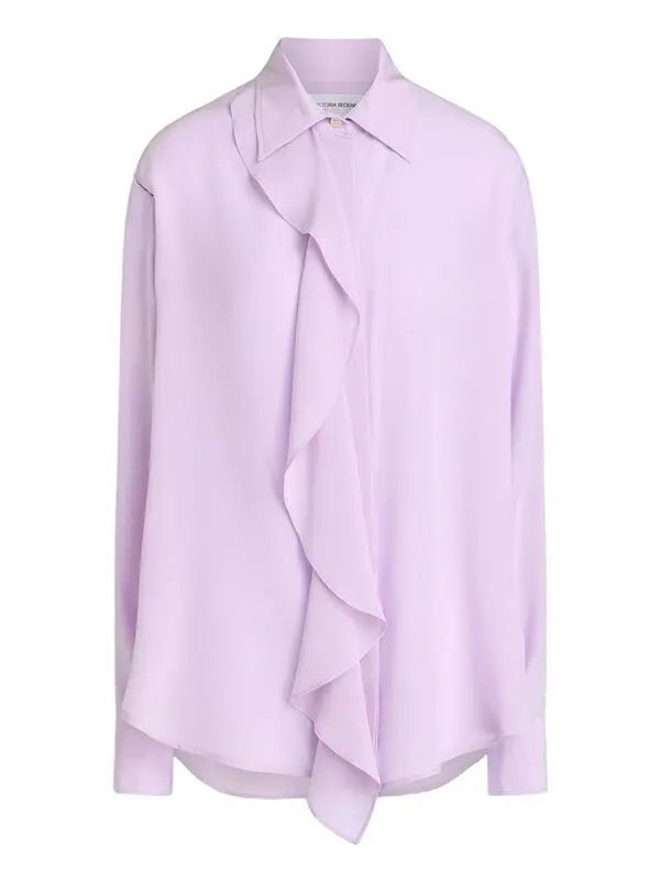 Victoria Beckham Ruffled Silk-chiffon Shirt - Lilac