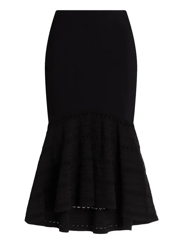 Victoria Beckham Flared Pointelle-knit Midi Skirt - Black