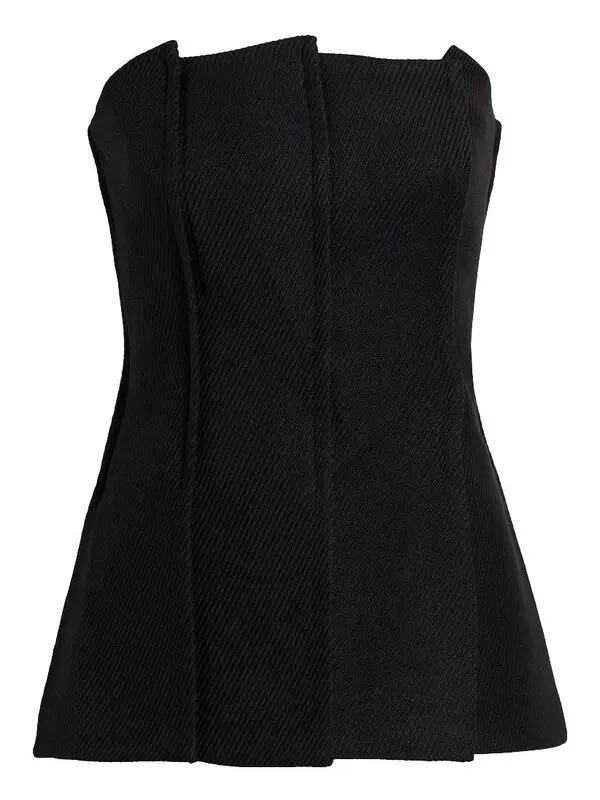 Proenza Schouler Corinne Strapless Gabardine Peplum Top - Black