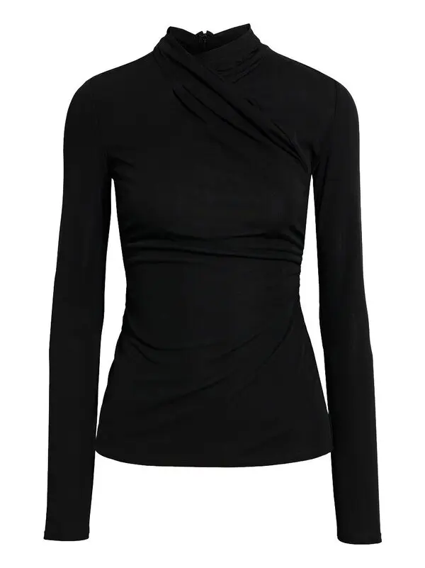 Another Tomorrow Draped Jersey Top - Black