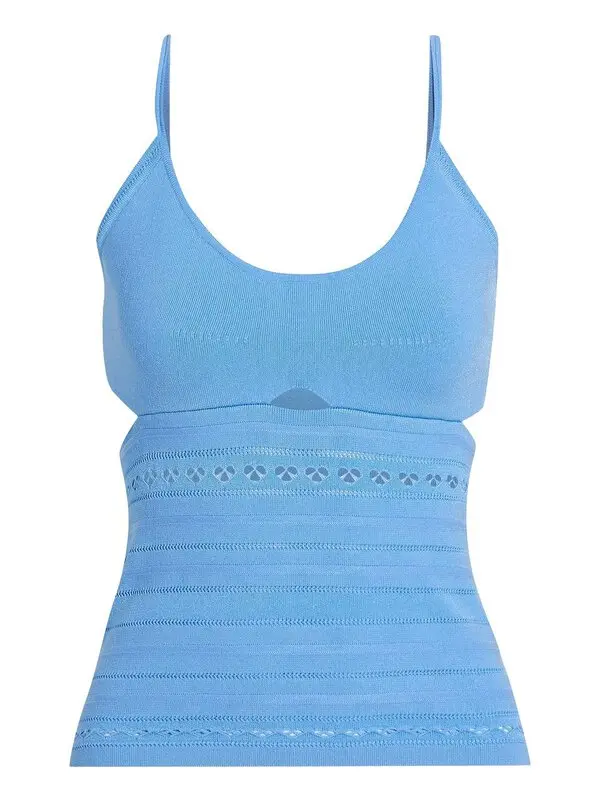 Victoria Beckham Cutout Pointelle-knit Top - Light Blue