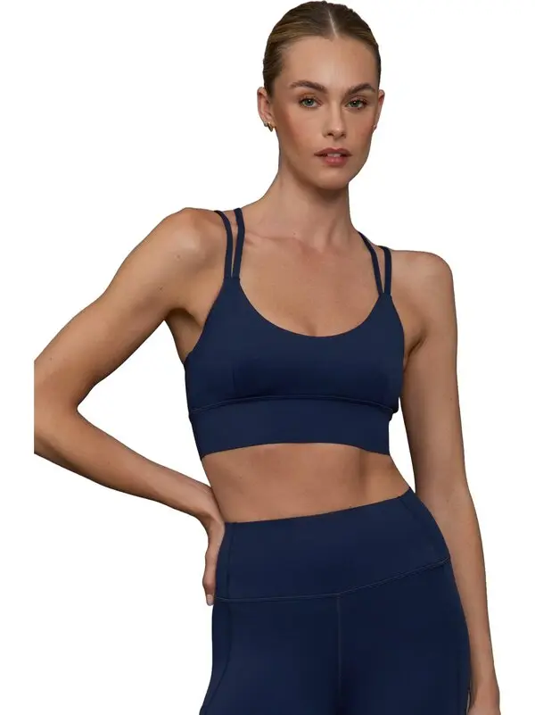 Carbon38 Multi Strap Active Bra In Diamond Compression - Navy