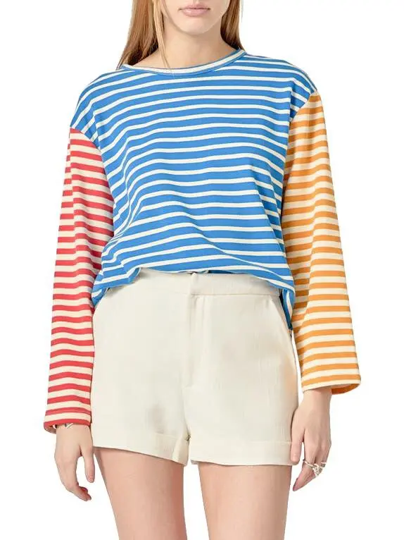 English Factory Striped Colorblock Top - Blue Multi