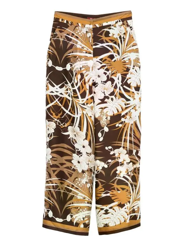 Max Mara Silk Cropped Trousers - Brown