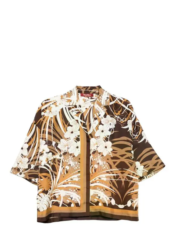 Max Mara Silk Floral Print Shirt - Brown