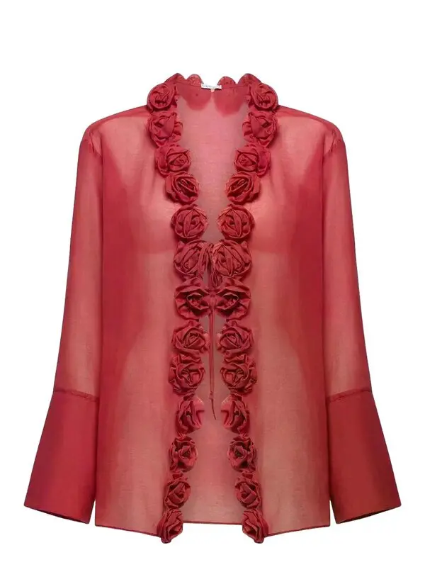 Oseree Sheer Blouse - Red