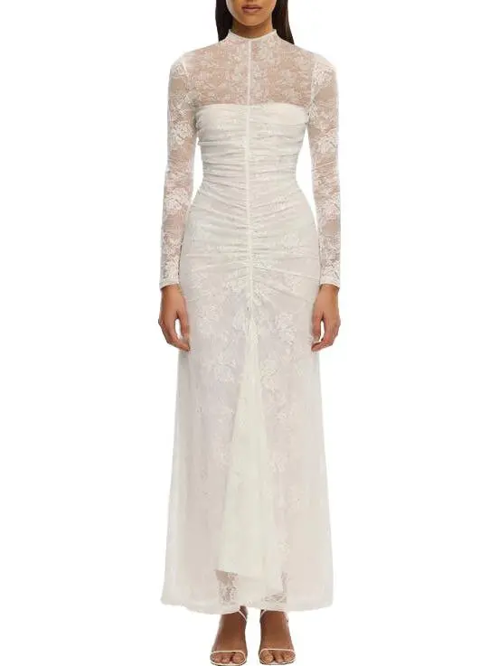 Significant Other Nida Long Sleeve Stretch Lace Gown - Ivory