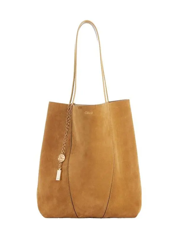 Chloé Spin Suede Tote - Gold Khaki