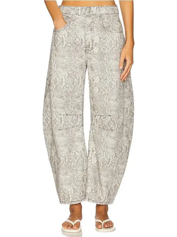 Free People Printed Barrel Pant - Snake Combo