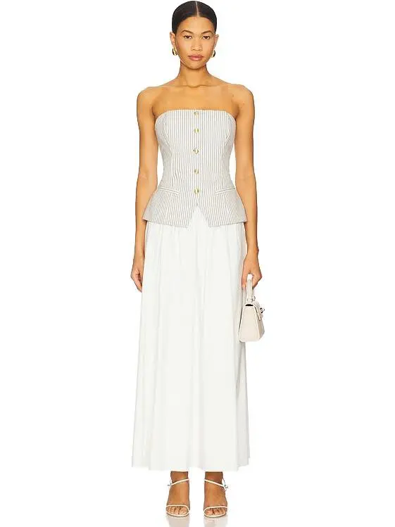 Cami Nyc Nineveh Strapless Dress - Double Stripe & Macadamia