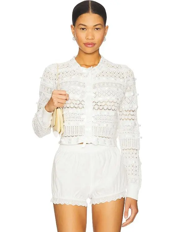 LoveShackFancy Roselline Cardigan - Daylight White