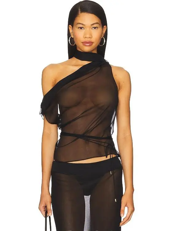 LAQUAN SMITH Scarf Top - Black