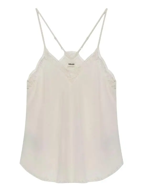Zadig&Voltaire Lace Trimmed Silk Tank Top - Neutrals