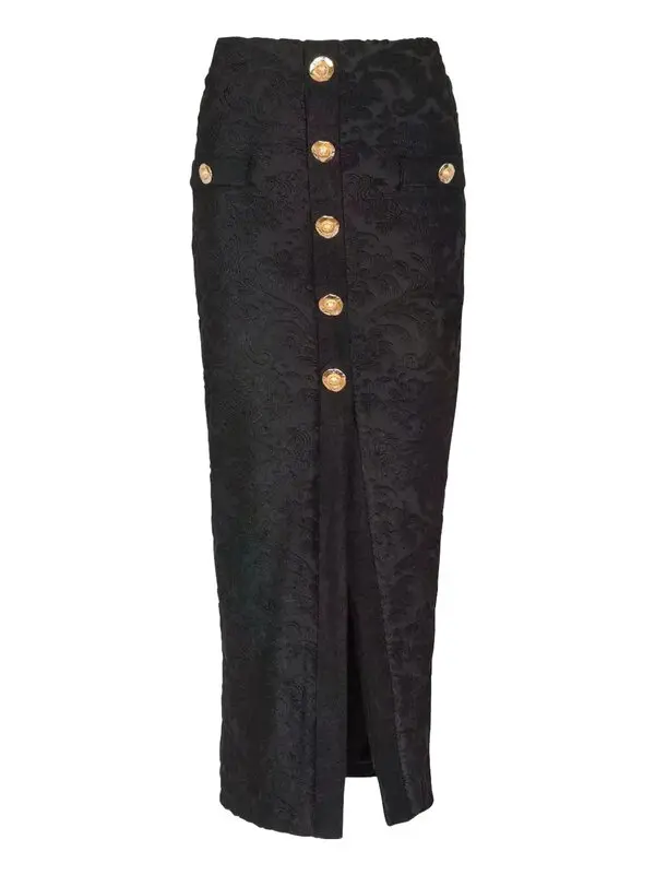 Balmain Patterned Jacquard Skirt - Black